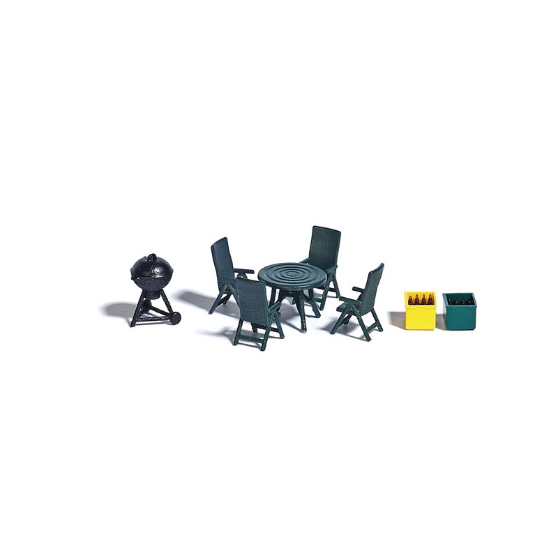 BUSCH 1190 (HO) Garden Party/Barbecue Set -- Grill, Table, Chairs ...