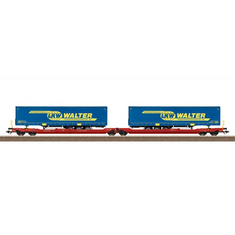 TRIX 24470 (HO) Type Sdggmrss 738 Double Well Car (DB AG) LKW Walter ...