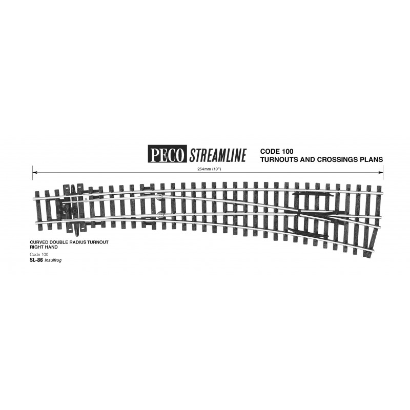 PECO SL-86 (HO) Code 100 Curved Double Radius Right Turnout ...