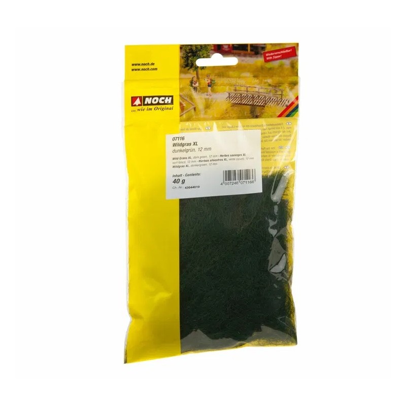 NOCH 07116 (A) Static Grass - Wild Grass XL - Dark Green, 12 mm, 40 g bag