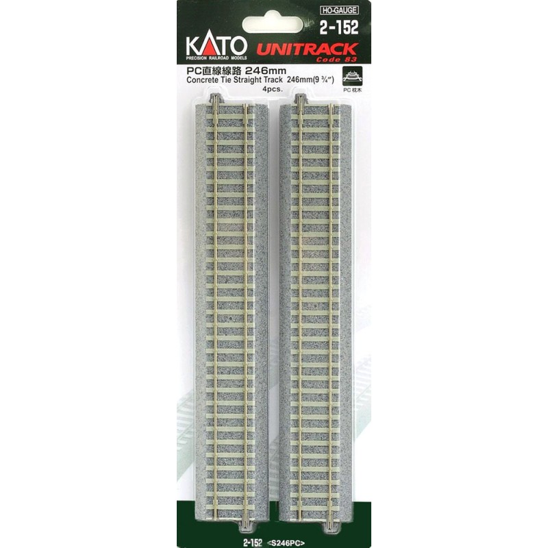 KATO 2-152 (HO) Unitrack - 246mm (9 3/4") Concrete Tie Straight Track ...