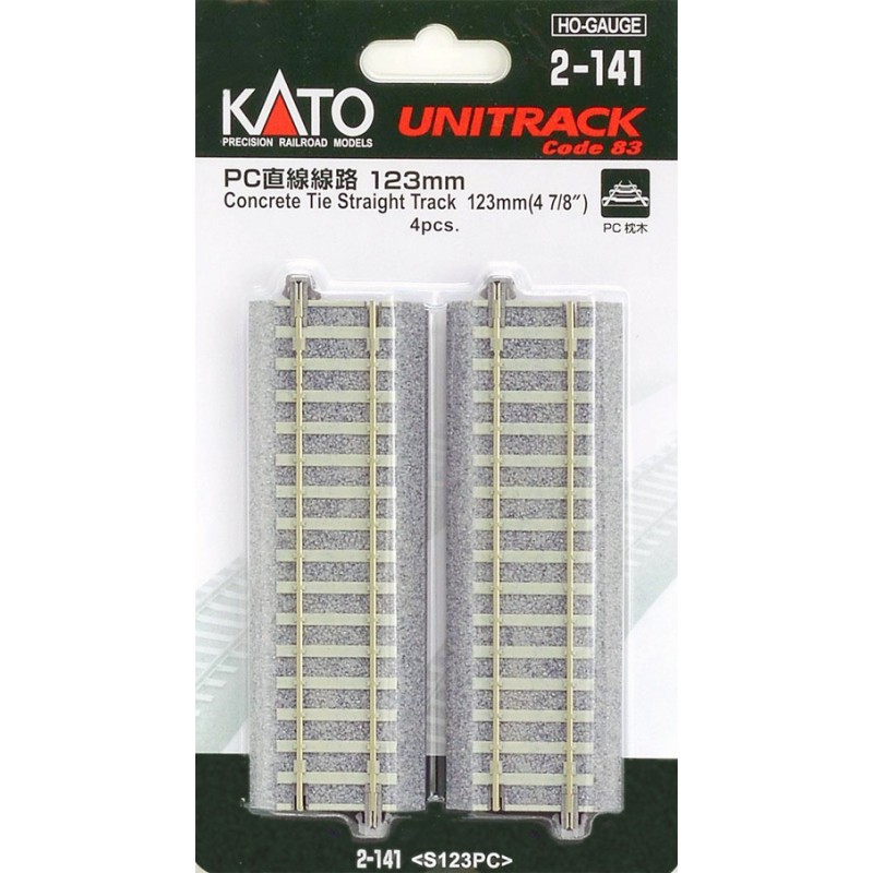 KATO 2-141 (HO) Unitrack - 123mm (4 7/8") Concrete Tie Straight Track [4 pcs]