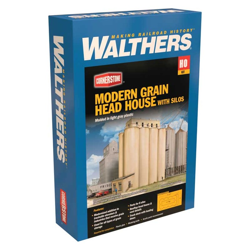 Walthers Cornerstone 2942 (HO) Modern Grain Head House w/Silos -- Kit